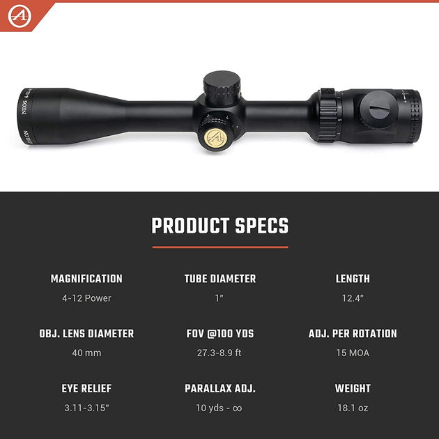 Athlon Optics Neos 4-12x40 Second Focal Plane Riflescope BDC 500 IR 21 ...
